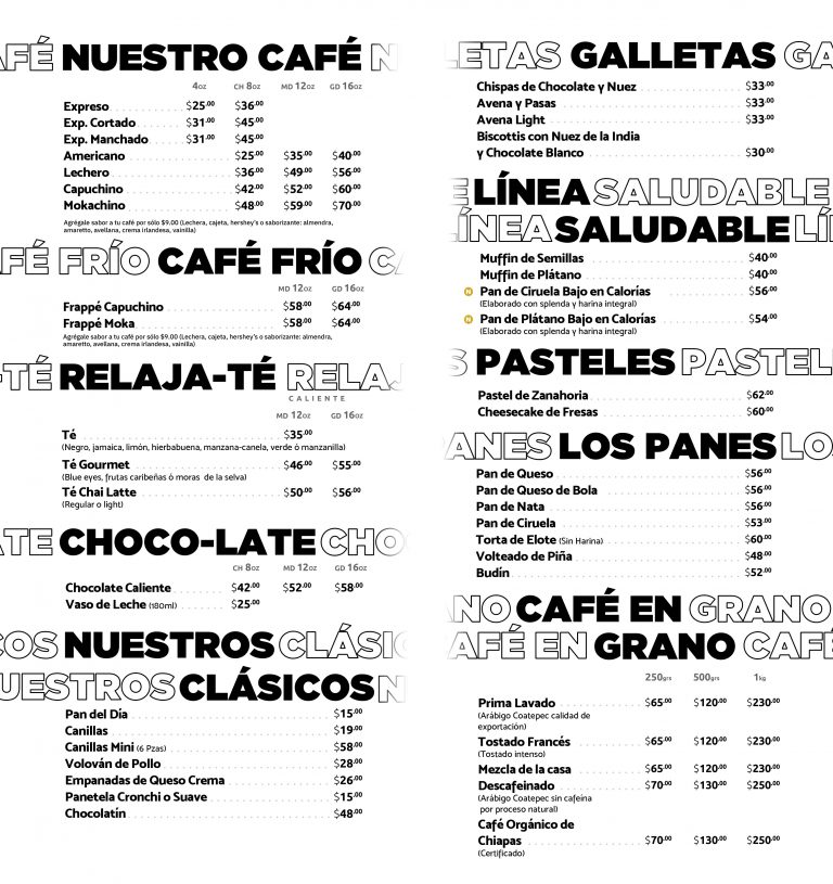 Menú Walmart – Café La Cabaña